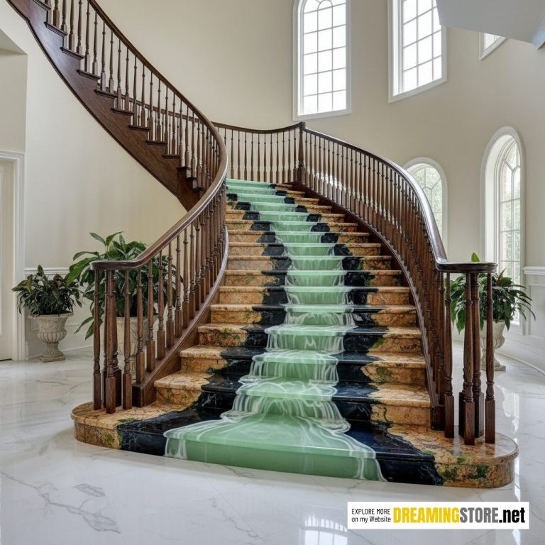 The Magic of a Waterfall-Themed Epoxy River Staircase