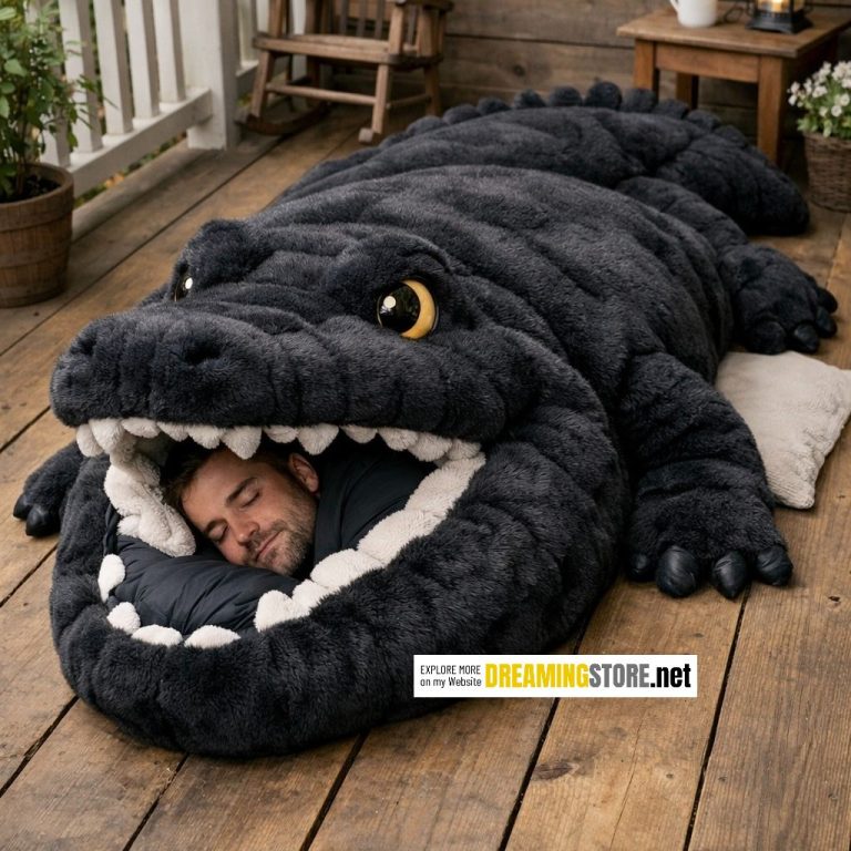 Fluffy Crocodile Sleeping Bag for Kids & Adults Who Love Cozy Fun