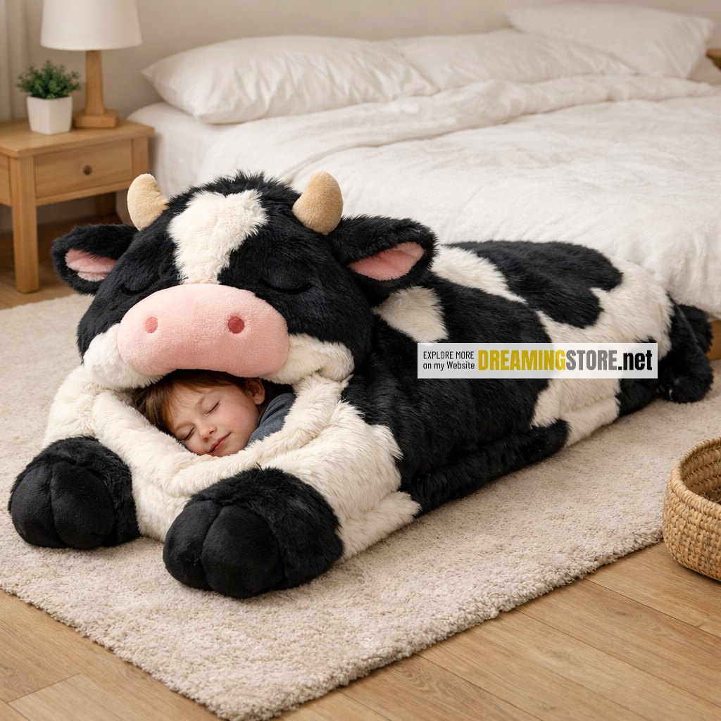 Sleep Like a Calf in a Cow Shaped Sleeping Bag